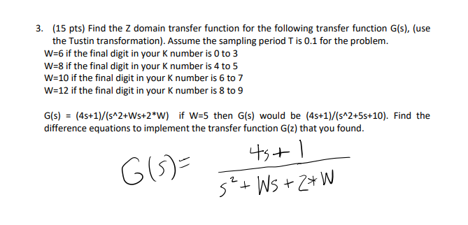 Solved 3. (15 pts) Find the Z domain transfer function for | Chegg.com