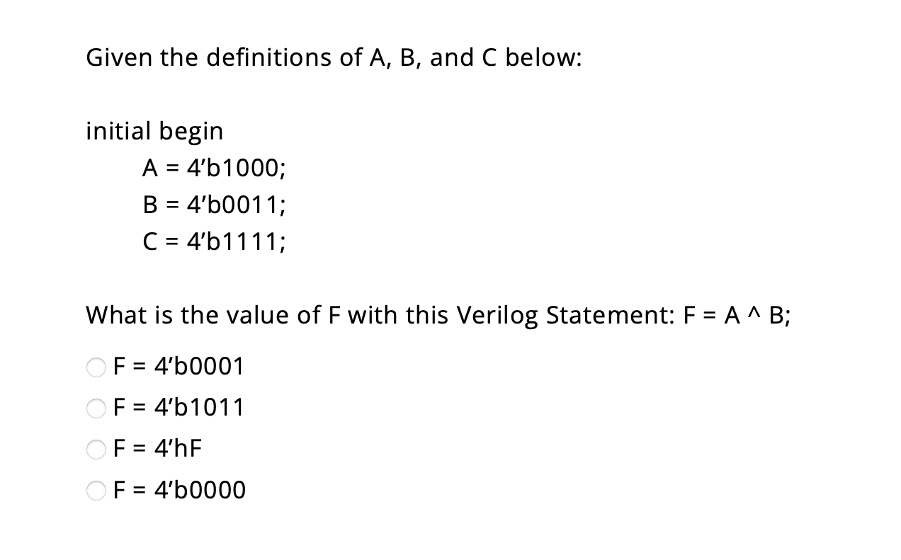Solved Given the definitions of A,B, and C below: initial | Chegg.com