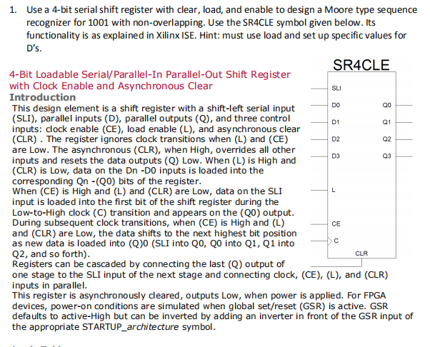 1. Use a 4-bit serial shift register with clear, | Chegg.com