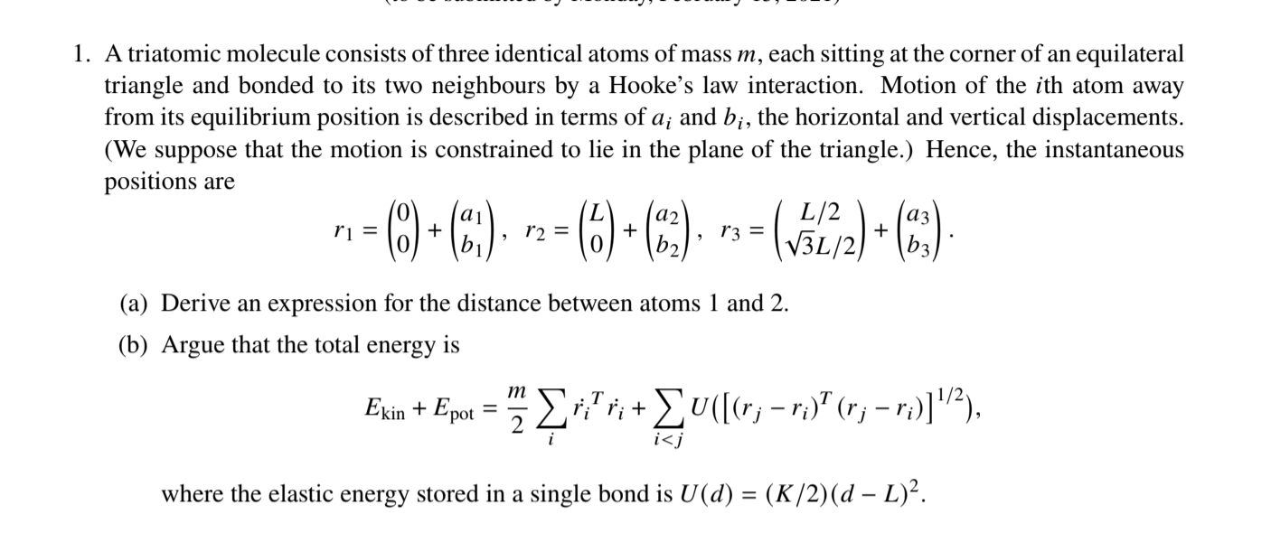 1. A triatomic molecule consists of three identical | Chegg.com