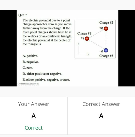Solved Charge #2 Q23.7 The electric potential due to a point | Chegg.com