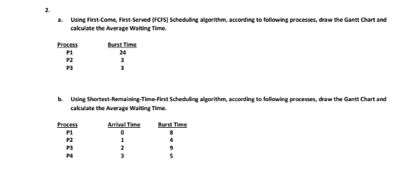Solved 2. a. Using First-Come, First-Served (FCFS) | Chegg.com