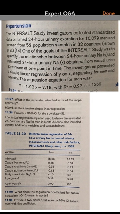 Solved Expert ObA Done Hypertension The INTERSALT Study | Chegg.com