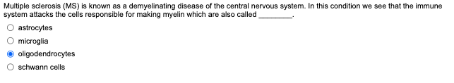 Solved Multiple sclerosis (MS) is known as a demyelinating | Chegg.com