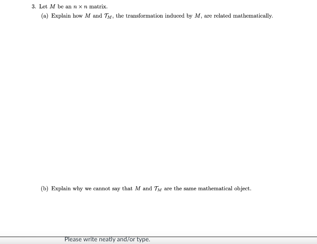 Solved 1. Give an example of a 3 x 4 matrix A with the | Chegg.com