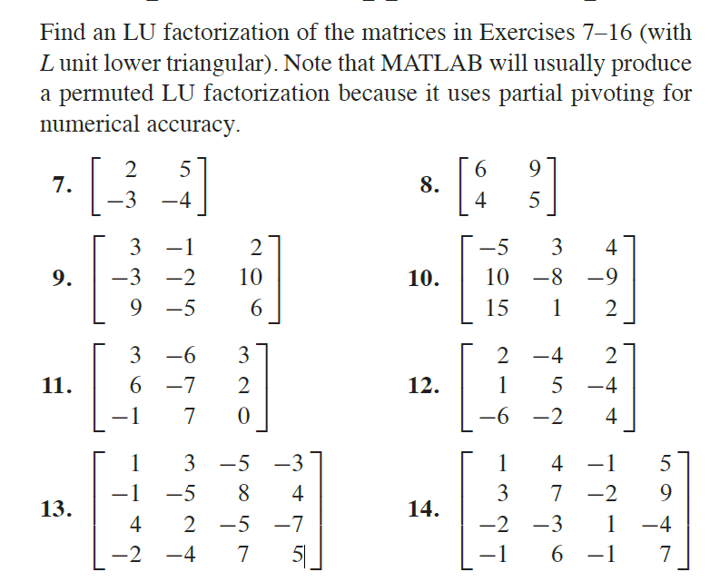 Solved Find An Lu Factorization Of The Matrices In Exercises