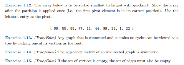 Solved Exercise 1.12. The array below is to be sorted | Chegg.com