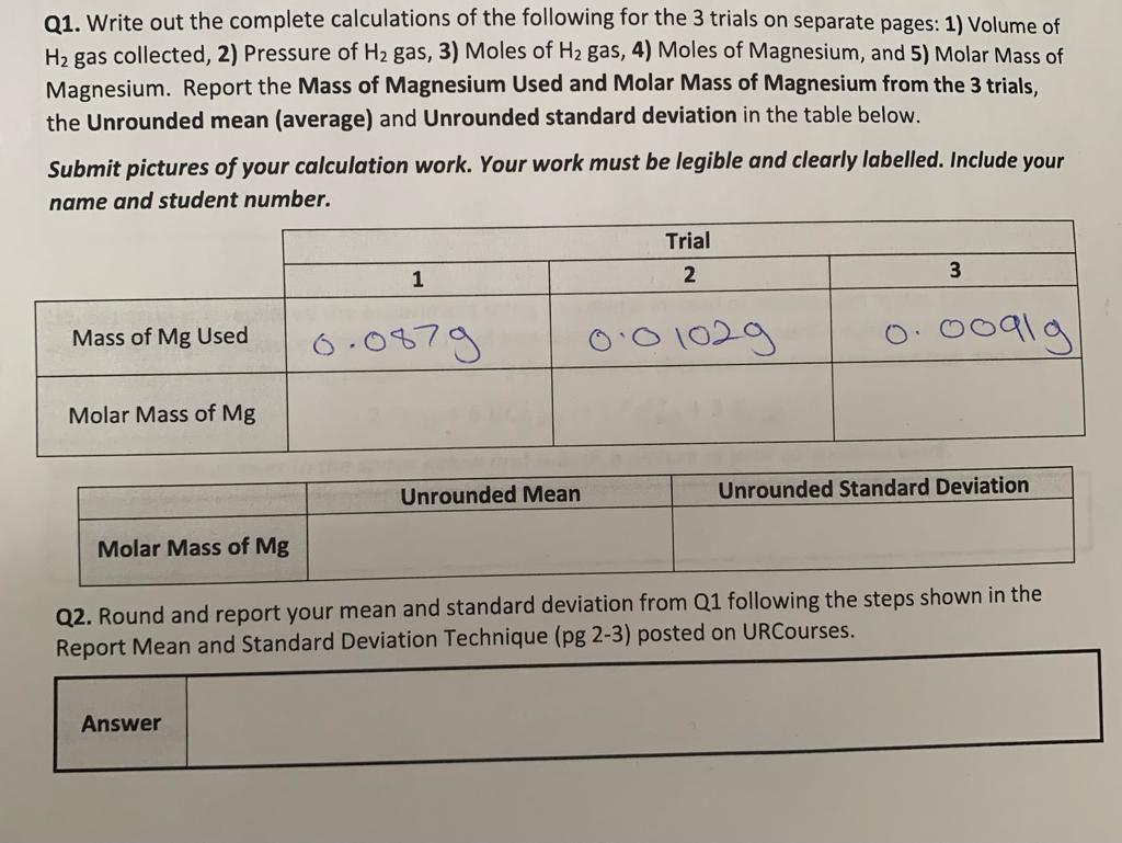 Solved Atmospheric Pressure: 707 ﻿mmHg and Room Temperature: | Chegg.com