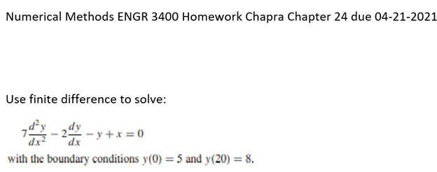 Solved Numerical Methods ENGR 3400 Homework Chapra Chapter | Chegg.com
