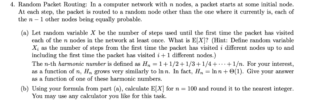 4. Random Packet Routing: In a computer network with | Chegg.com
