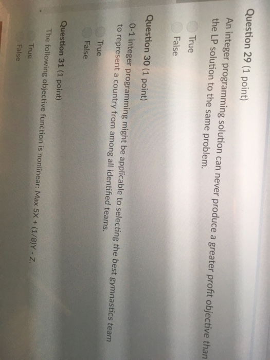 Solved Question 29 1 Point An Integer Programming Solution