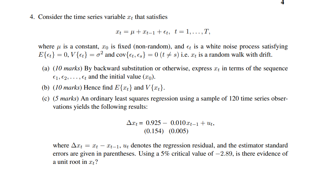 Solved Consider the time series variable xt ﻿that | Chegg.com