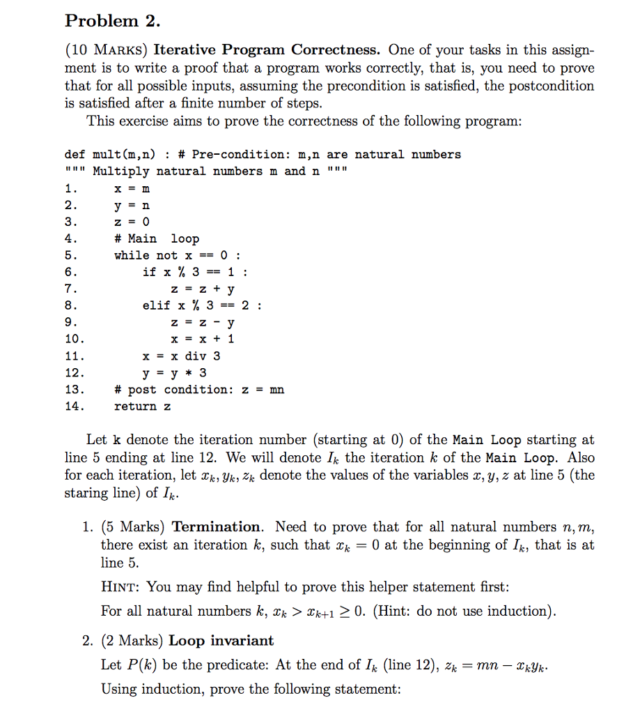 Problem 2. (10 MARKs) Iterative Program Correctness. | Chegg.com