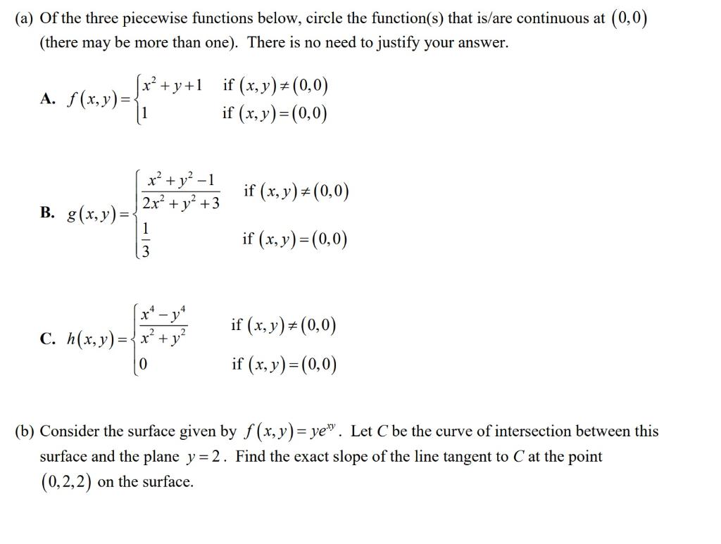 Solved (a) of the three piecewise functions below, circle | Chegg.com