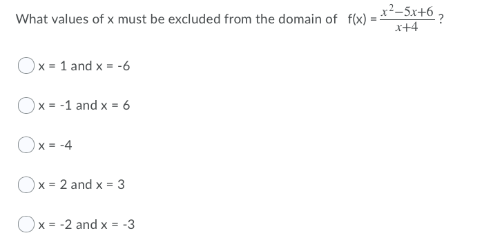 Solved What values of x must be excluded from the domain of | Chegg.com
