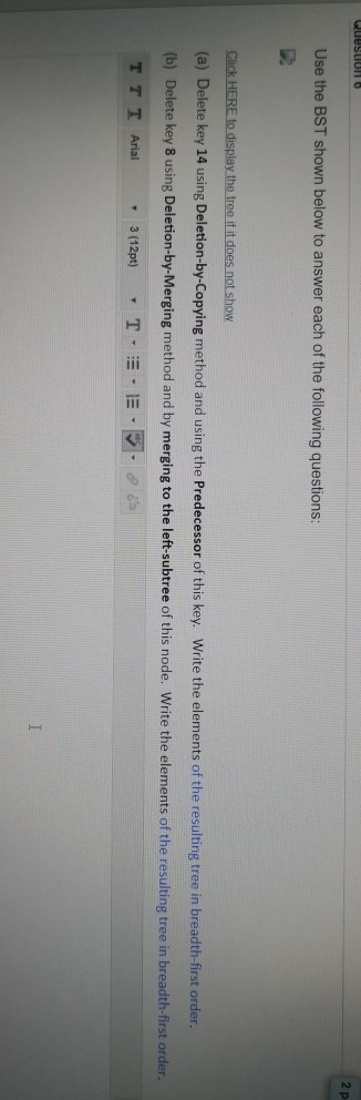 Question Use the BST shown below to answer each of | Chegg.com