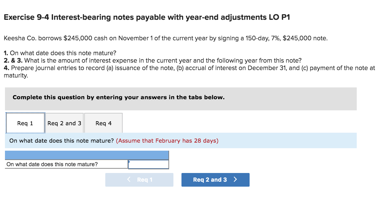 Solved Exercise 9-4 Interest-bearing notes payable with | Chegg.com