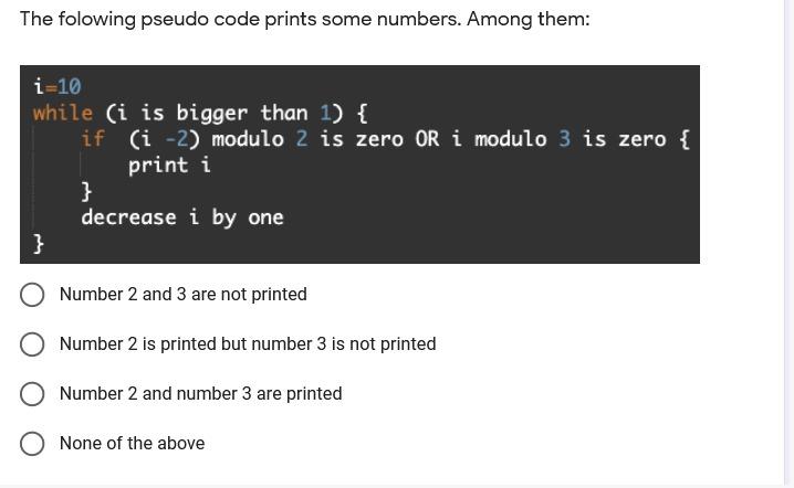 Solved The folowing pseudo code prints some numbers. Among | Chegg.com