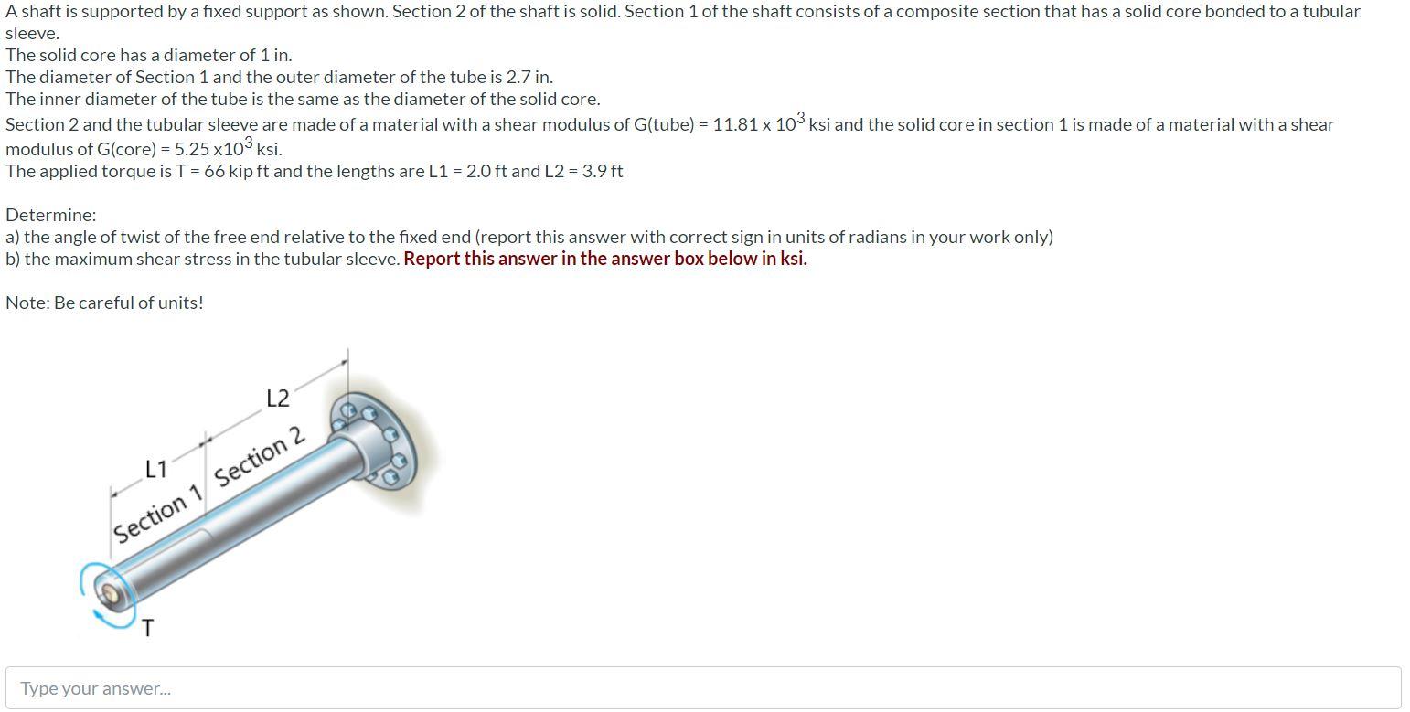 Solved A shaft is supported by a fixed support as shown. | Chegg.com