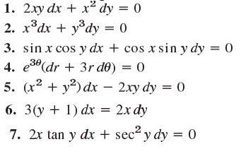 Solved 1. 2xy dx + x2 dy = 0 2. x3dx + y dy = 0 3. sin x cos | Chegg.com