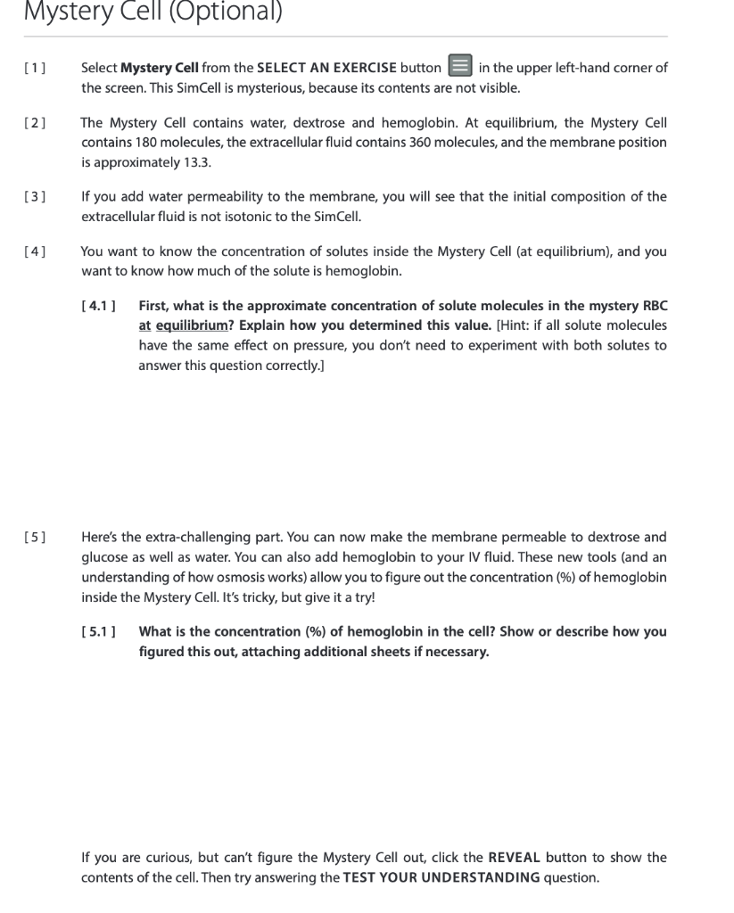 Solved Mystery Cell (Optional) [1] Select Mystery Cell from | Chegg.com