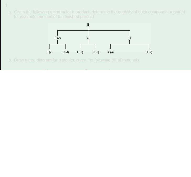 Solved A. ﻿Given the following diagram for a product, | Chegg.com