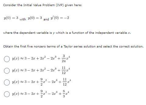 Consider the Initial Value Problem (IVP) given here: | Chegg.com