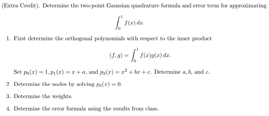 (Extra Credit). Determine the two-point Gaussian | Chegg.com