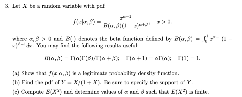Solved 3. Let X be a random variable with pdf | Chegg.com