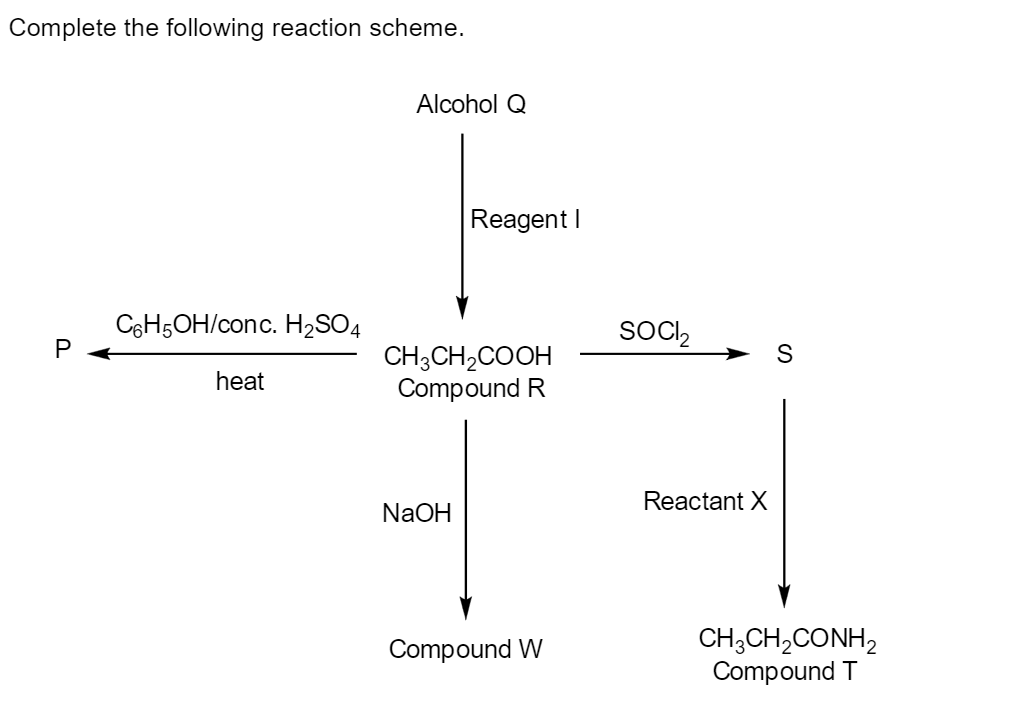 Solved Complete the following reaction scheme. C6H5OH/conc. | Chegg.com