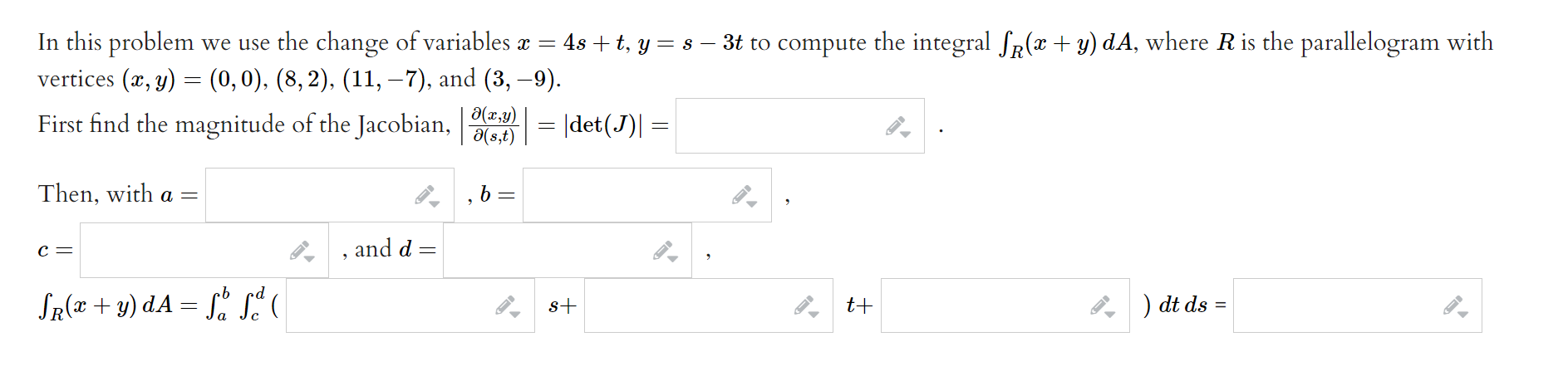 Solved In this problem we use the change of variables | Chegg.com