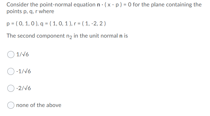 Solved Consider the point-normal equation n : (x-p) = 0 for | Chegg.com