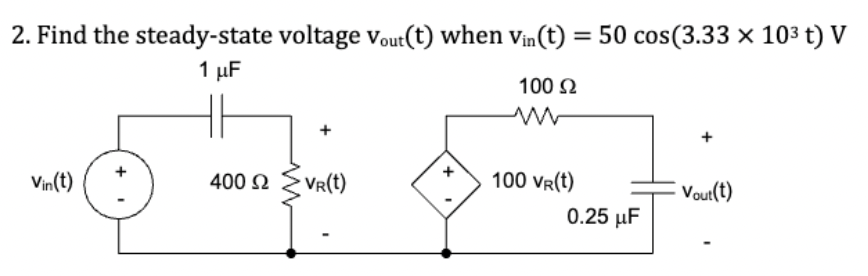 Solved Find the steady-state voltage vout (t) ﻿when | Chegg.com