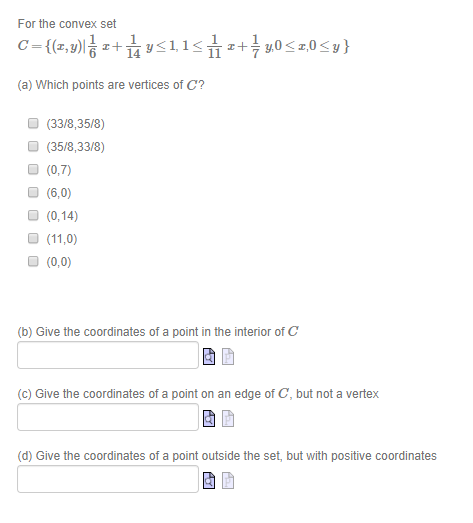 Solved For the convex set (a) Which points are vertices of | Chegg.com