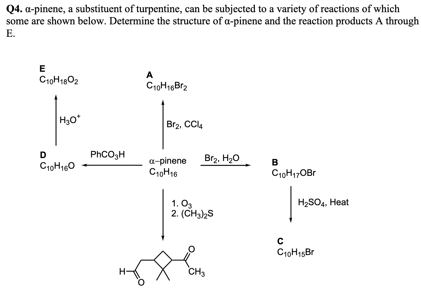 Solved Q4. α-pinene, a substituent of turpentine, can be | Chegg.com