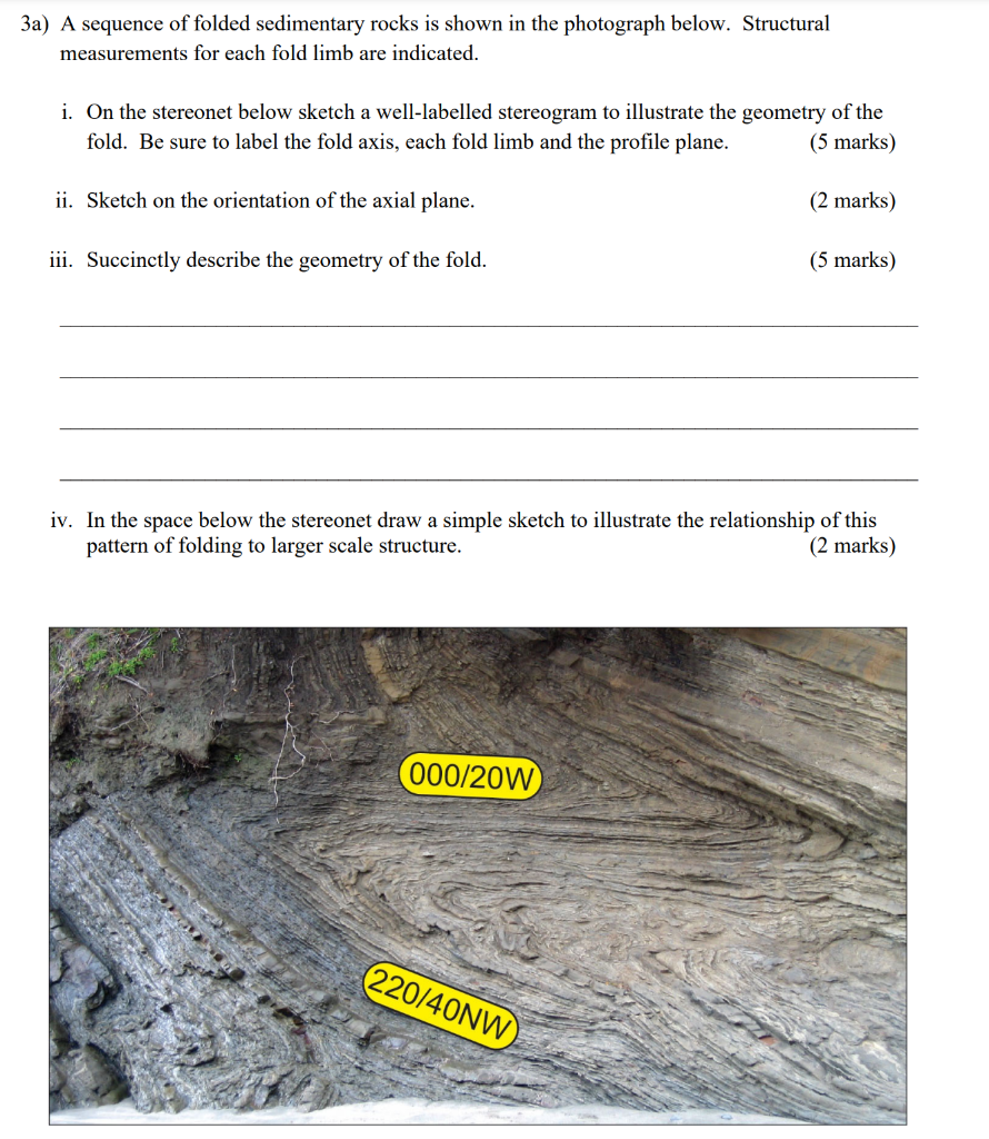 3a) A sequence of folded sedimentary rocks is shown | Chegg.com