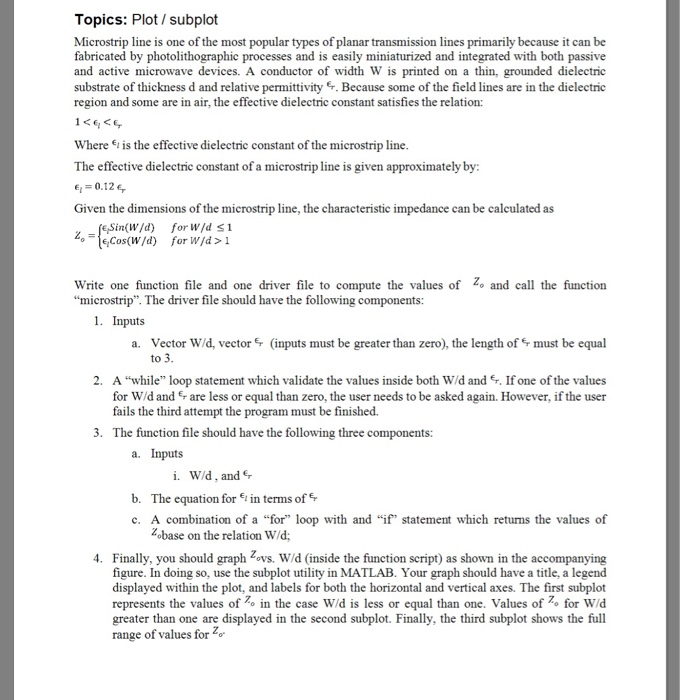 Topics: Plot/subplot Microstrip line is one of the | Chegg.com