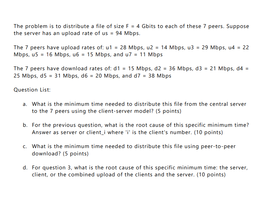 Solved A COMPARISON OF CLIENT-SERVER AND P2P FILE | Chegg.com
