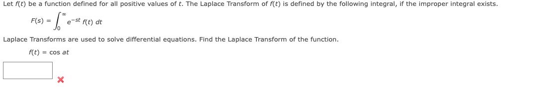 Solved Let f(t) be a function defined for all positive | Chegg.com