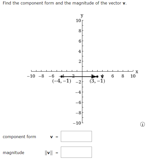 Solved Find the component form and the magnitude of the | Chegg.com