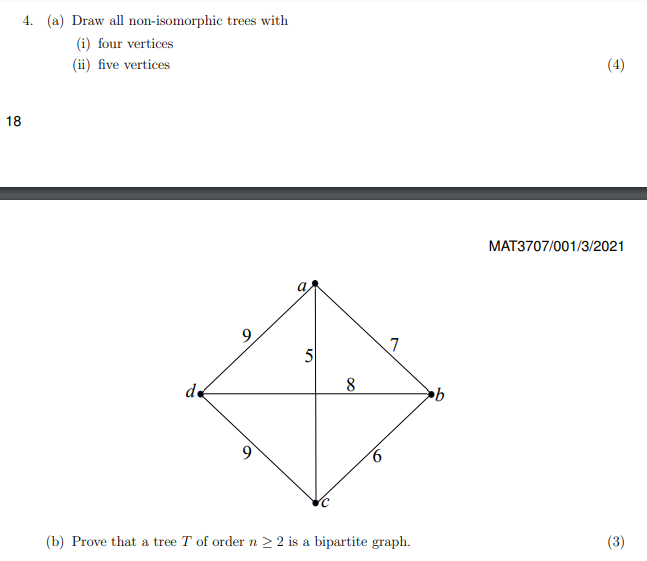 Solved 4 A Draw All Non Isomorphic Trees With I Four 