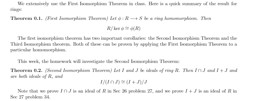 Solved We extensively use the First Isomorphism Theorem in | Chegg.com