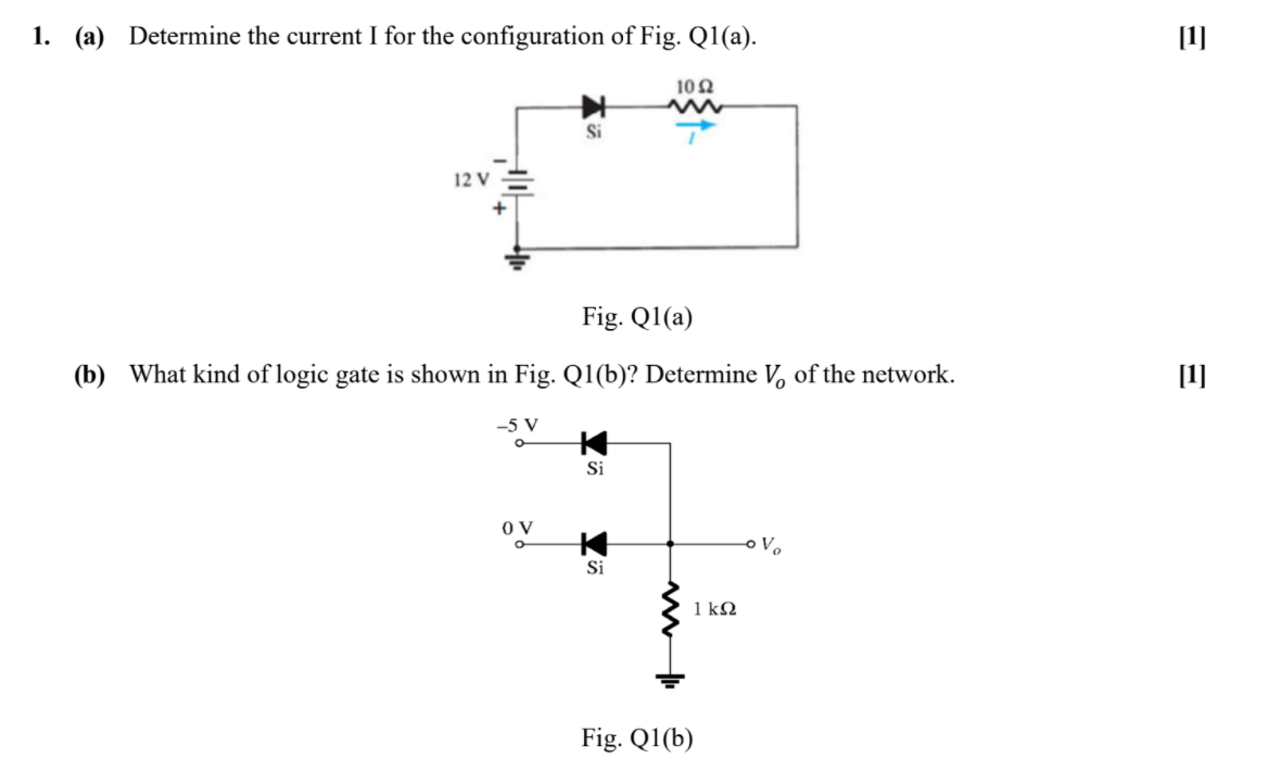 Solved 1. (a) Determine the current I for the configuration | Chegg.com
