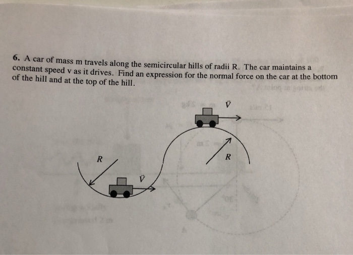 Solved 6. A car of mass m travels along the semicircular | Chegg.com