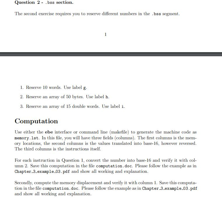 Question 1 - .data section. The first exercise | Chegg.com