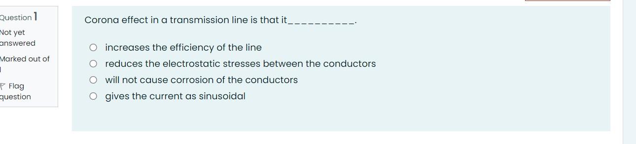Solved Corona effect in a transmission line is that it | Chegg.com