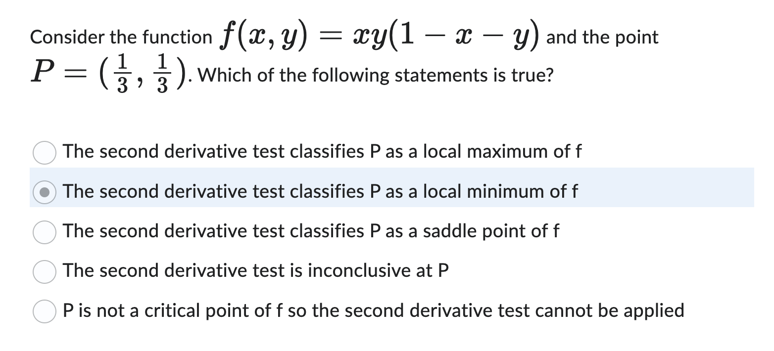 Solved Consider the function f(x,y)=xy(1−x−y) and the point | Chegg.com