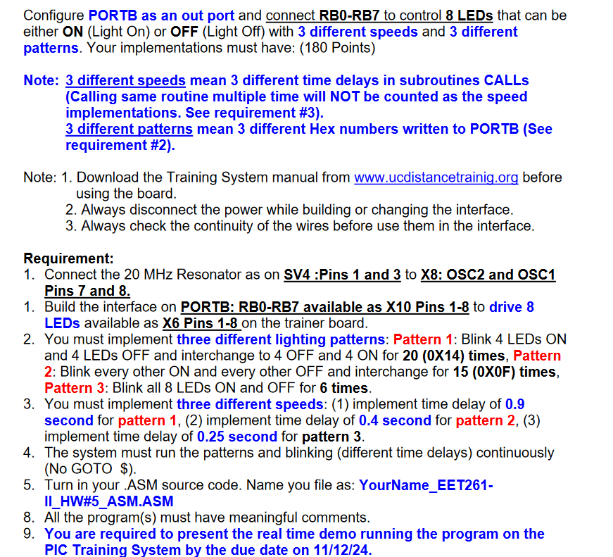 Configure PORTB as an out port and connect RB0-RB7 | Chegg.com