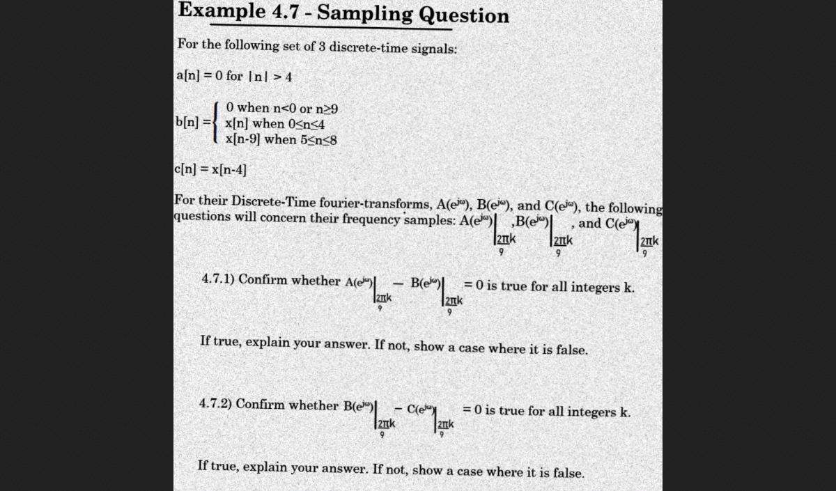 Solved Example 4.7 - Sampling Question For the following set | Chegg.com