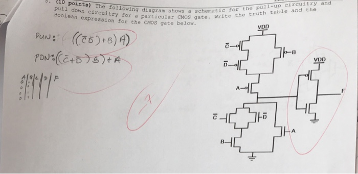 Solved 5. (10 points) The foll l down circuitry for a | Chegg.com